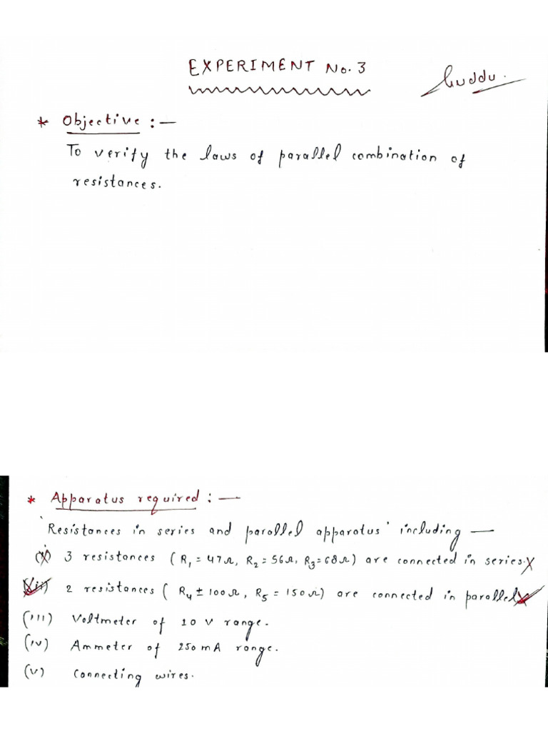 Exp. No. 3 (To Verify The Law of Parallel Combination) | PDF