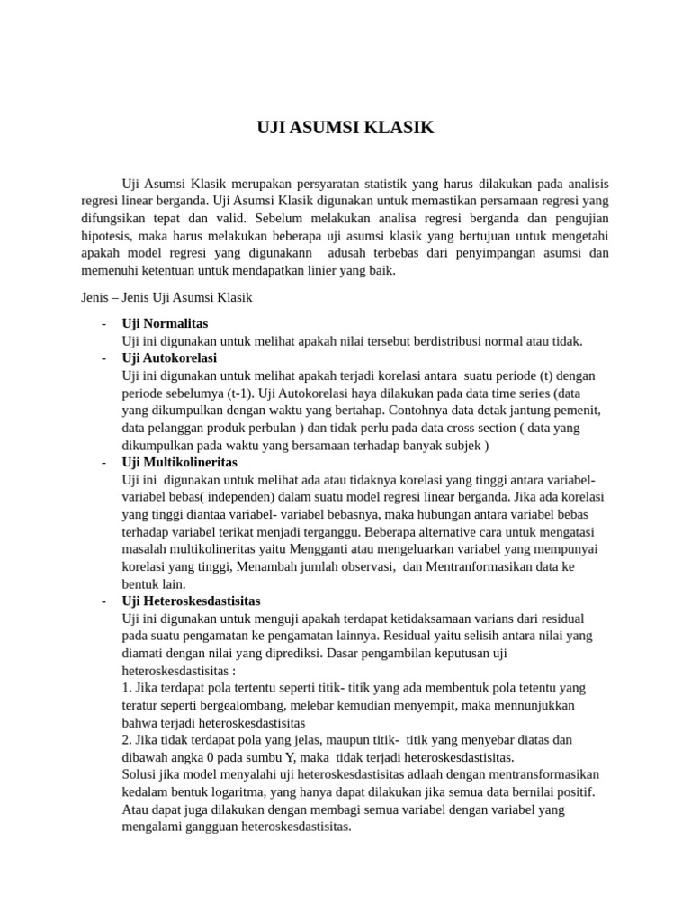 Uji Asumsi Klasik | PDF