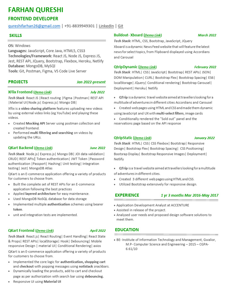 FARHAN RESUME | PDF | Bootstrap (Front End Framework) | Websites