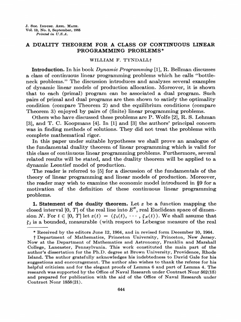 Moreover,: A Duality A Linear | PDF | Linear Programming | Theorem