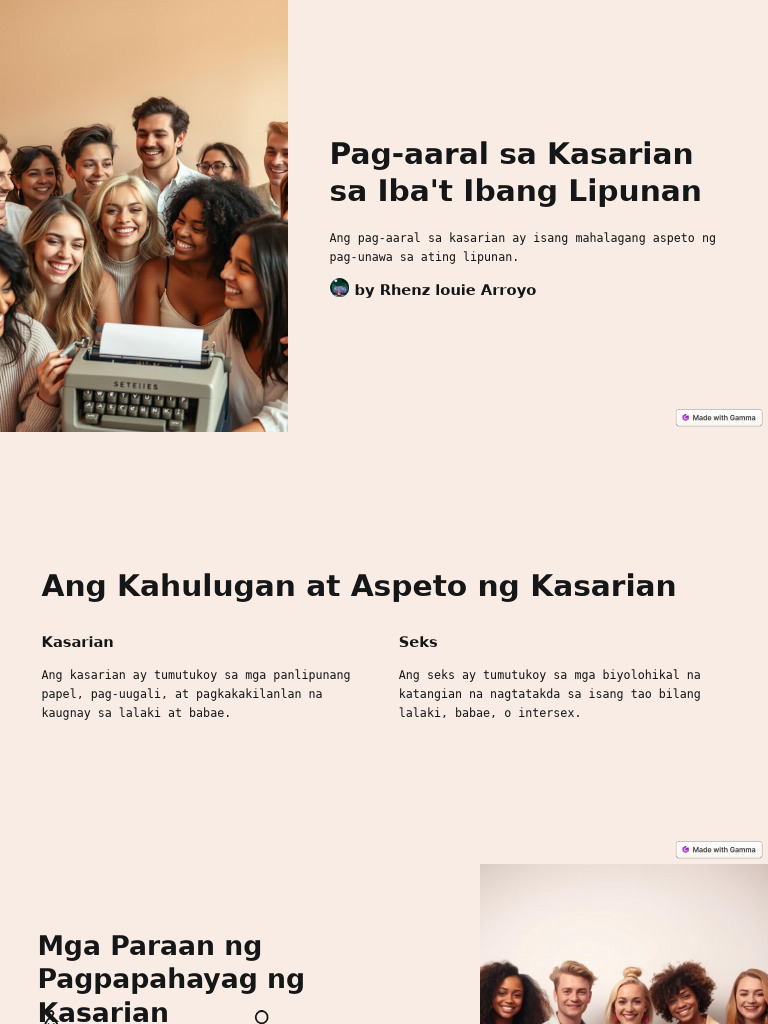 Pag Aaral Sa Kasarian Sa Ibat Ibang Lipunan | PDF