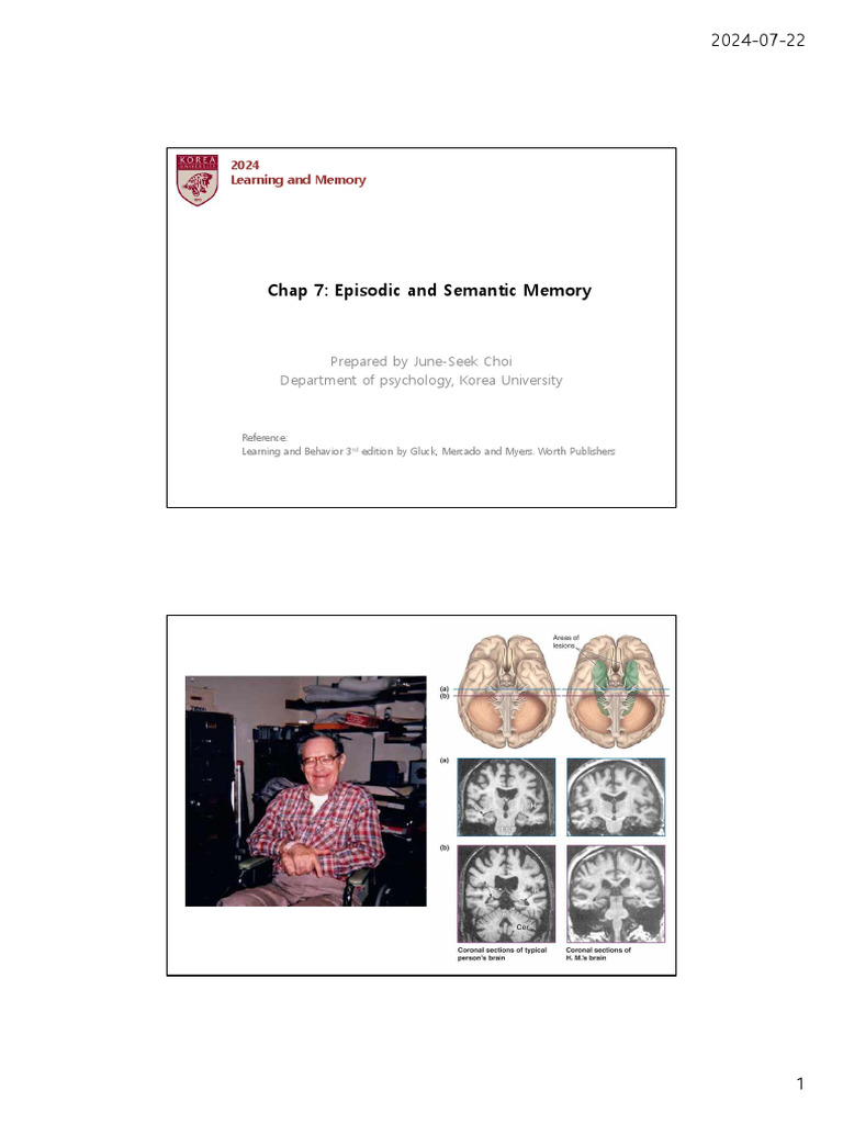 Learn & Mem Chap 7 Episodic and Semantic Memory | PDF | Amnesia | Memory