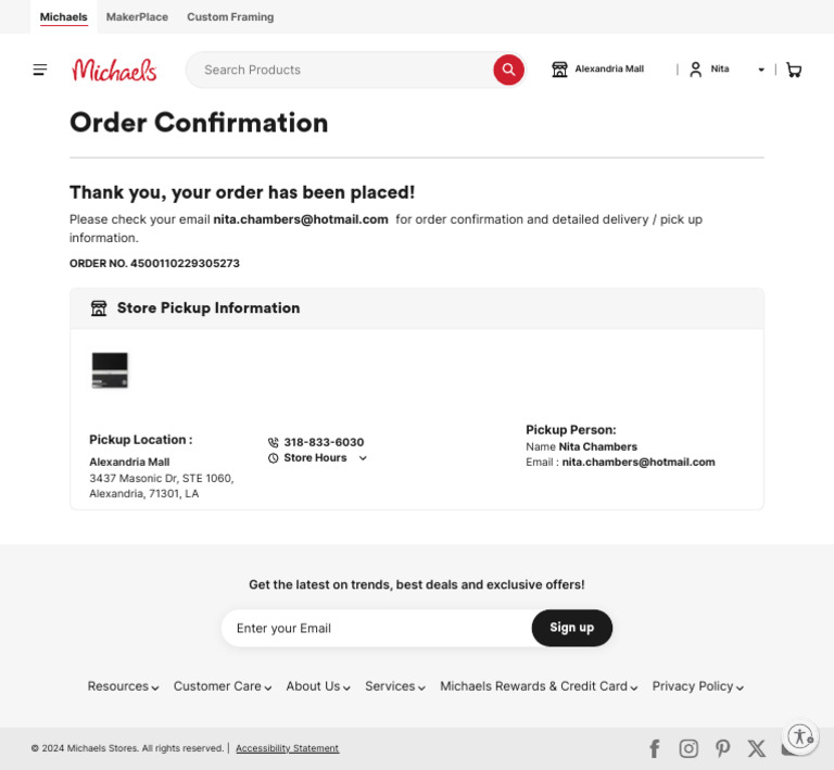 Michaels Checkout Order Conformation | PDF