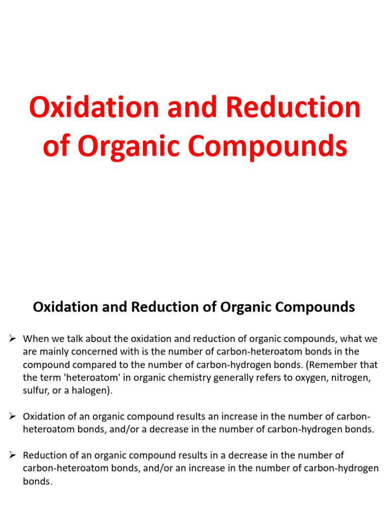18_Oxidation and Reduction in Organic Chemistry | PDF | Redox | Aldehyde