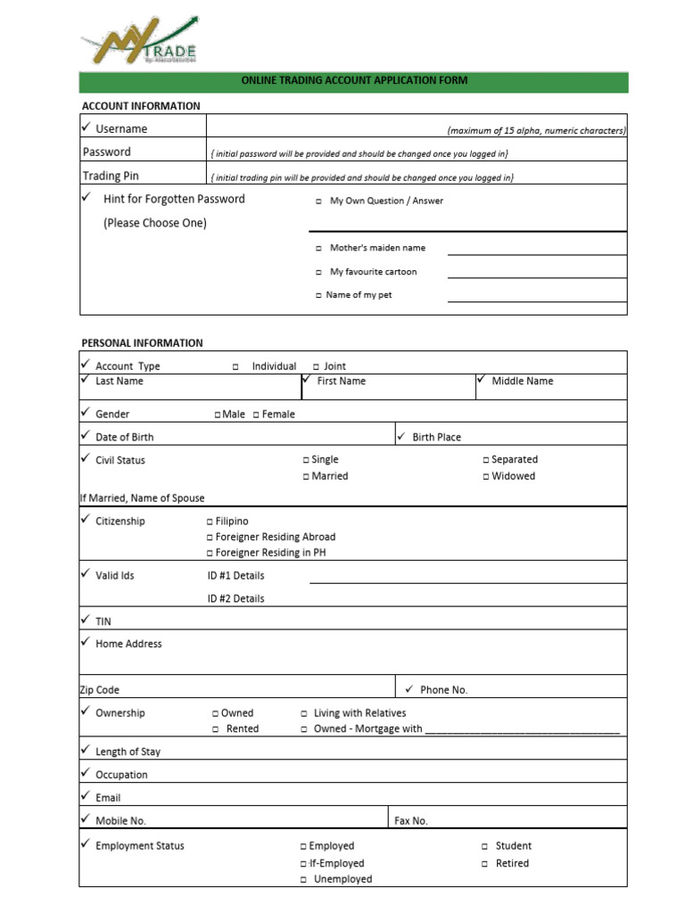 Online Trading Account Setup | PDF