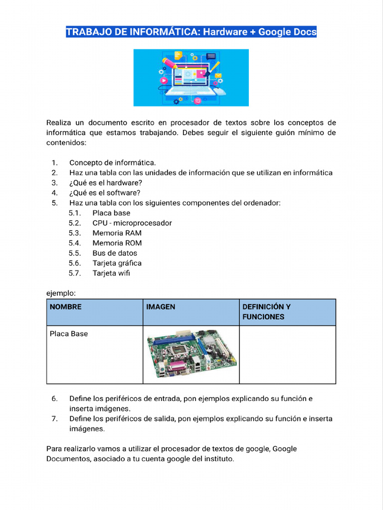Actividad Hardware + Google Docs | PDF