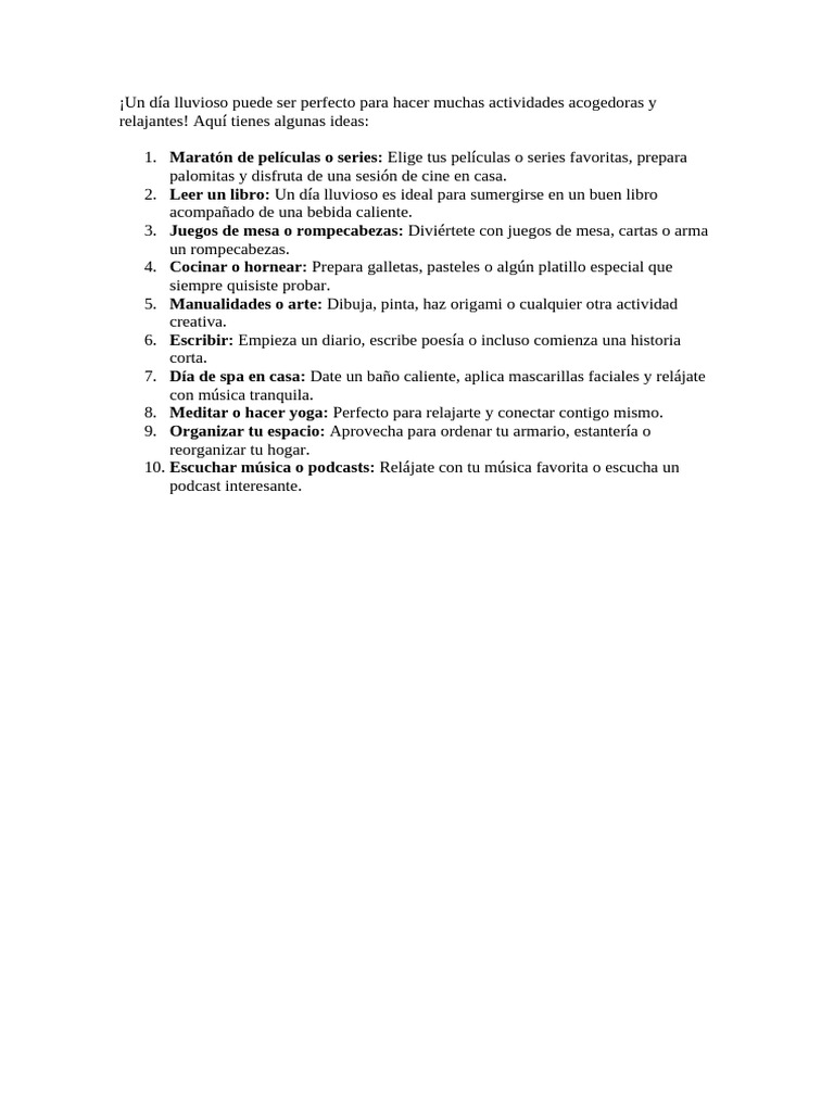Día Lluvioso | PDF
