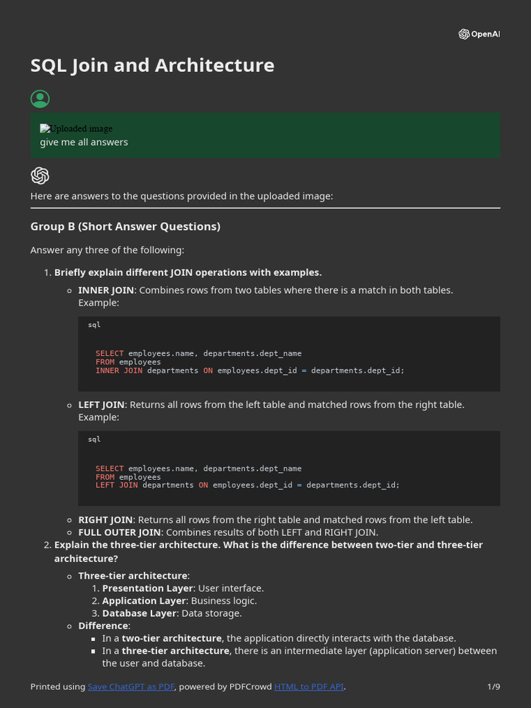 Sql Join And Architecture Pdf Relational Database Databases 