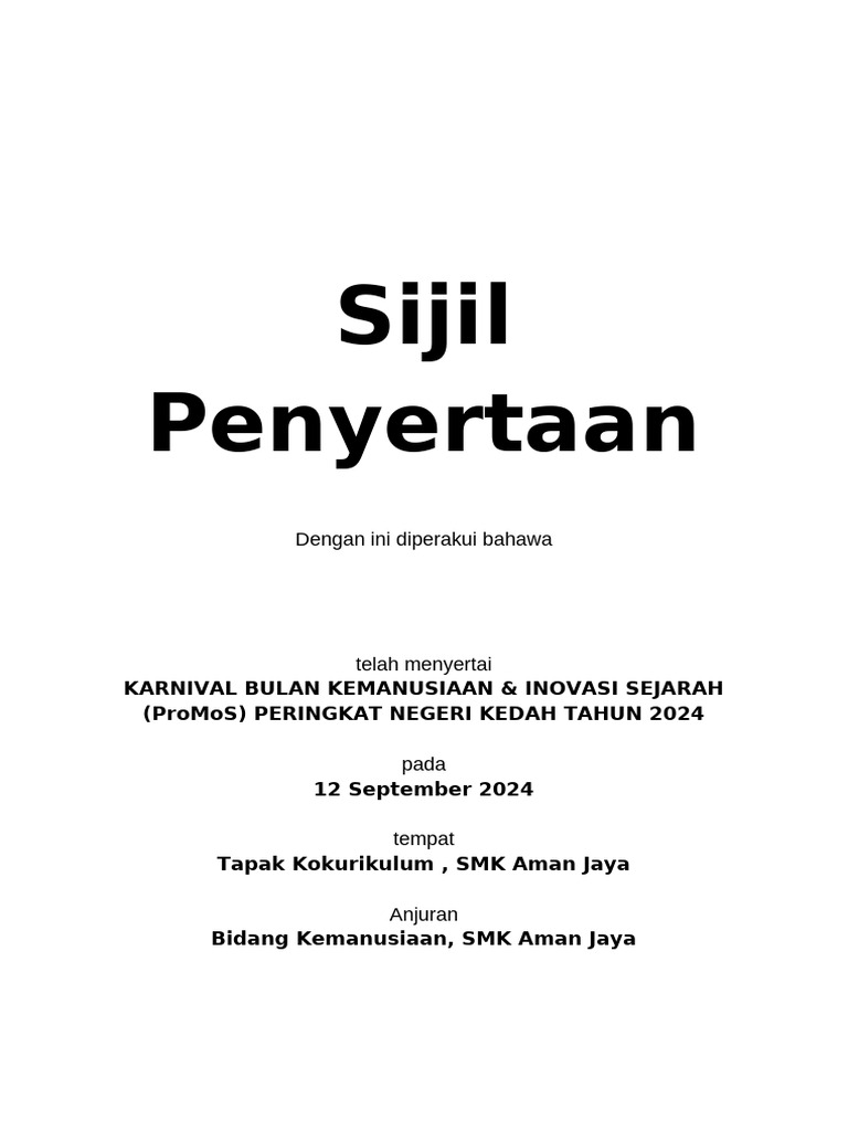 Sijil Pentertaan Peringkat Sekolah | PDF