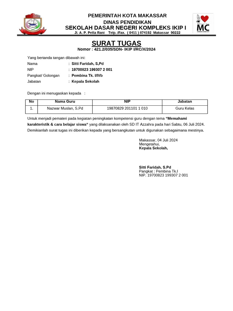 Surat Tugas 2018 | PDF