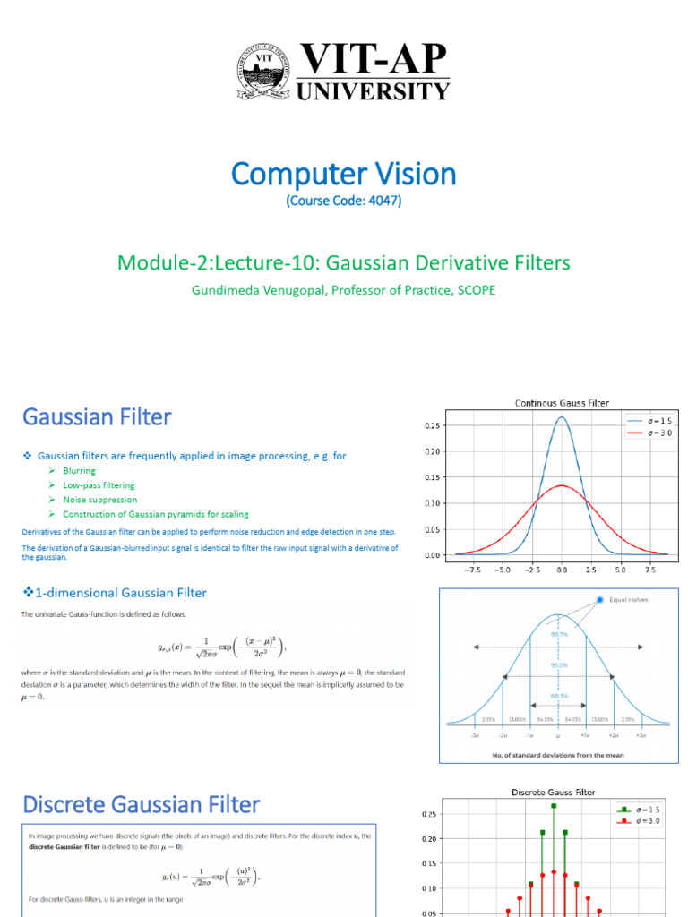 2-2 Gaussian Derivative Filters | PDF | Filter (Signal Processing ...