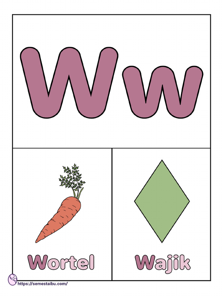 Mengenal Huruf Flashcard Anak w | PDF