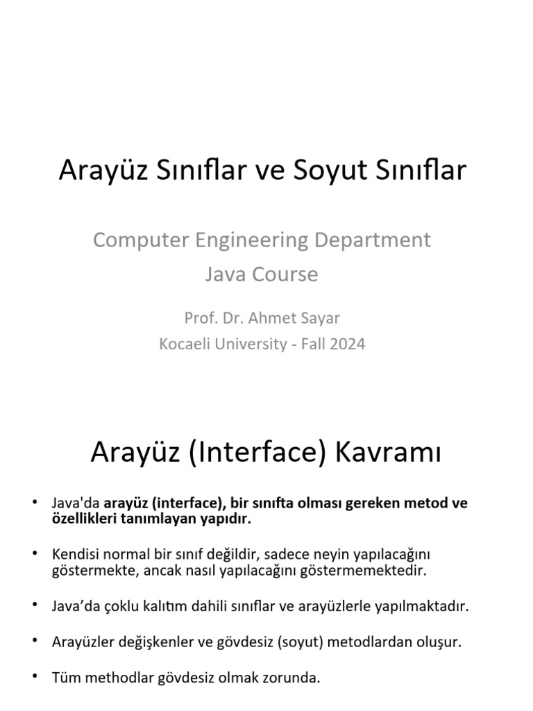 Java Soyut Interface Fall2024 Pylş | PDF