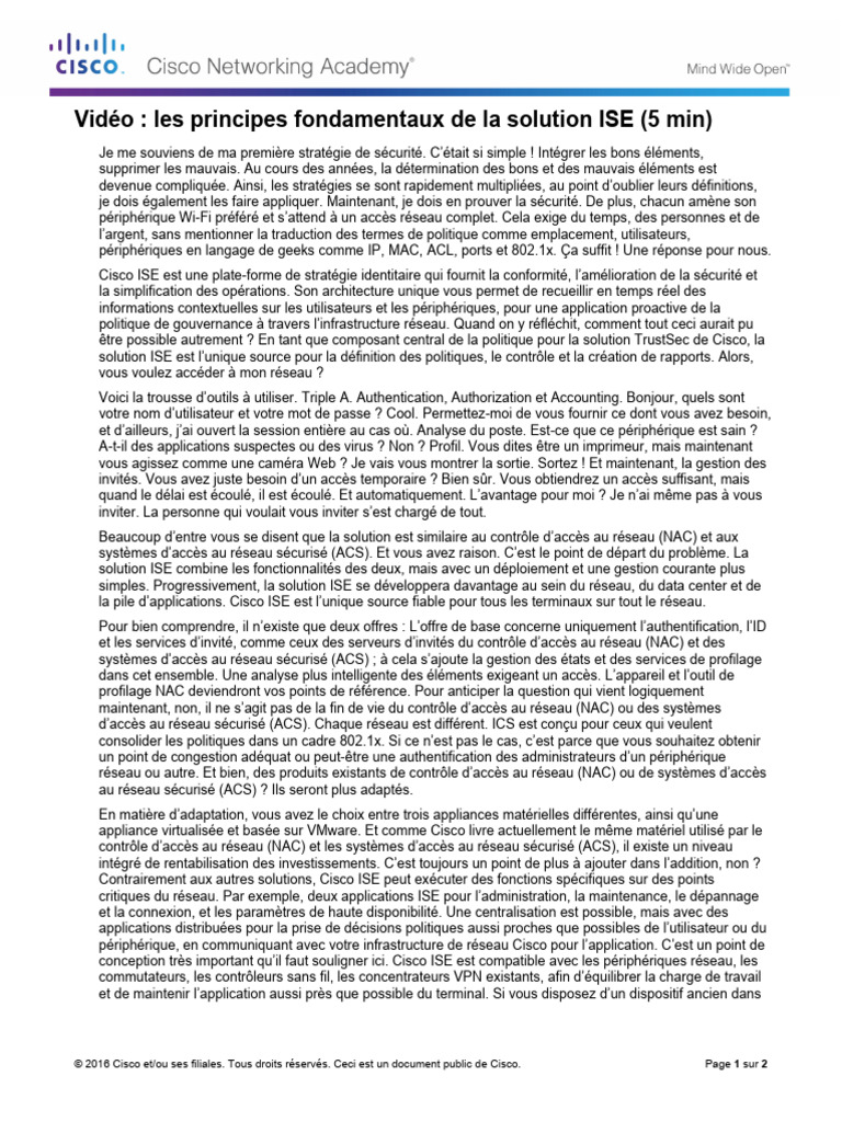 4.3.3.1 Video - Fundamentals of ISE | PDF | Application | Sécurité des systèmes d'information