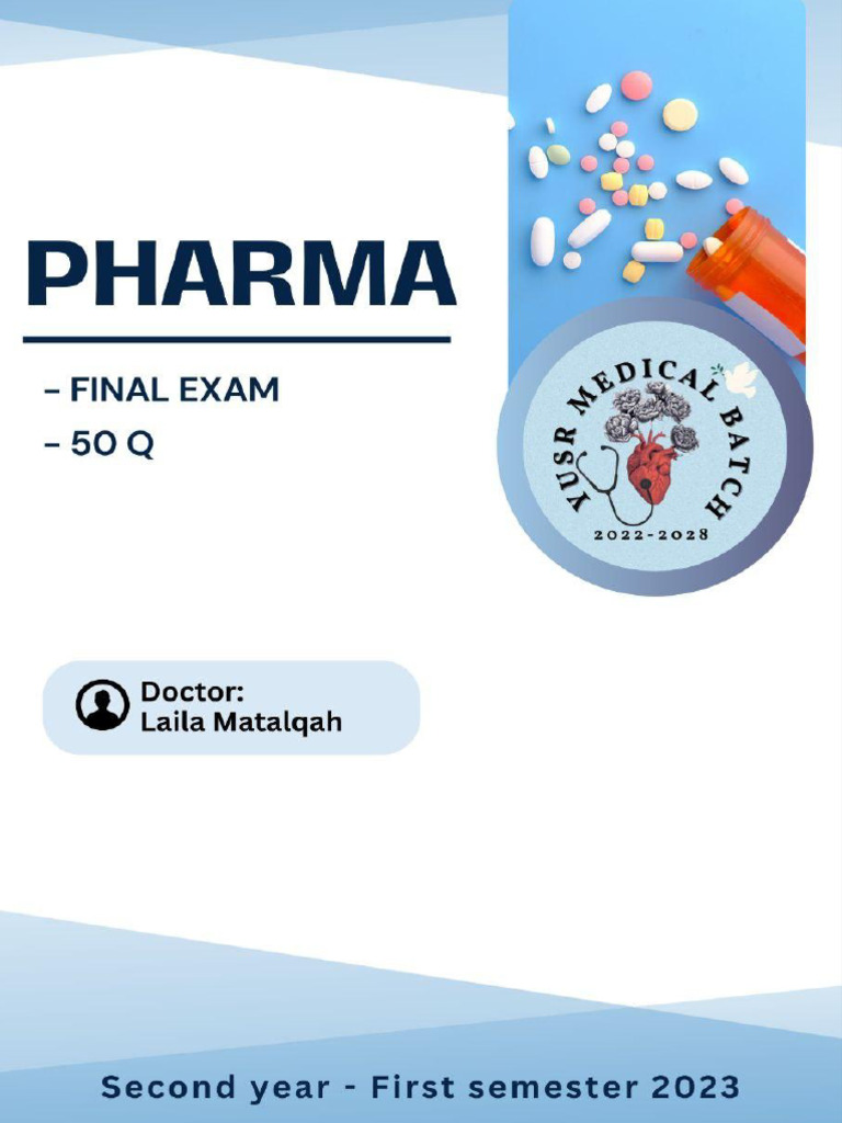 Pharmacology Final Exam | PDF | Statin | Drugs