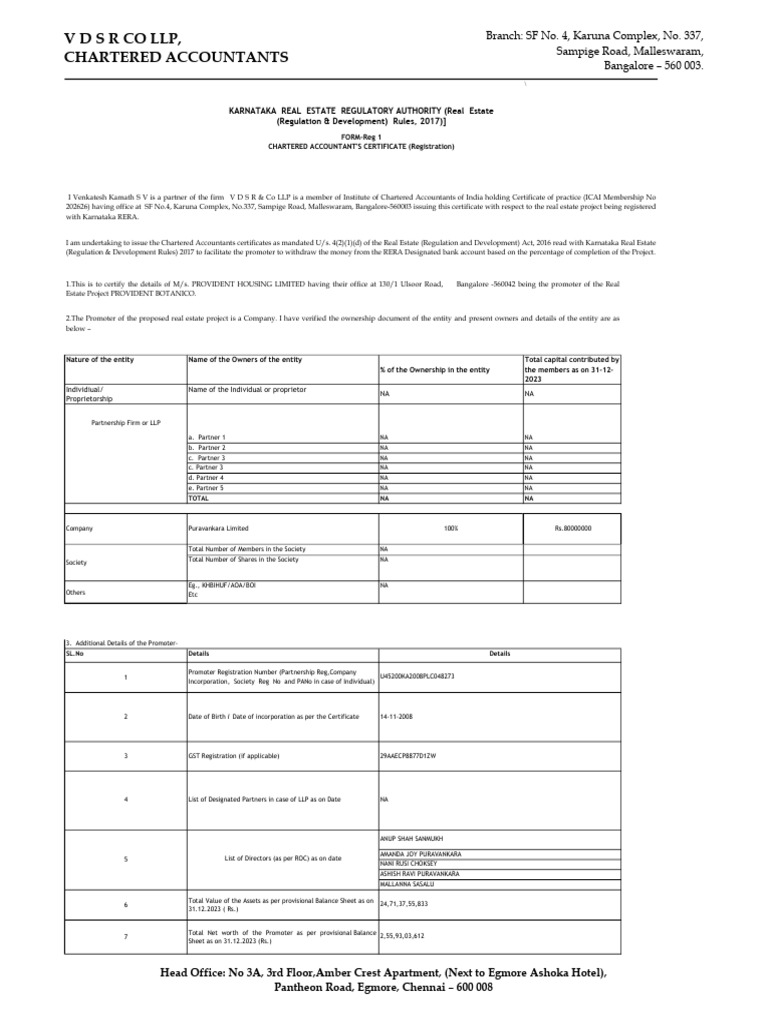 Form 1 Provident Botanica SD | PDF | Business | Financial Services