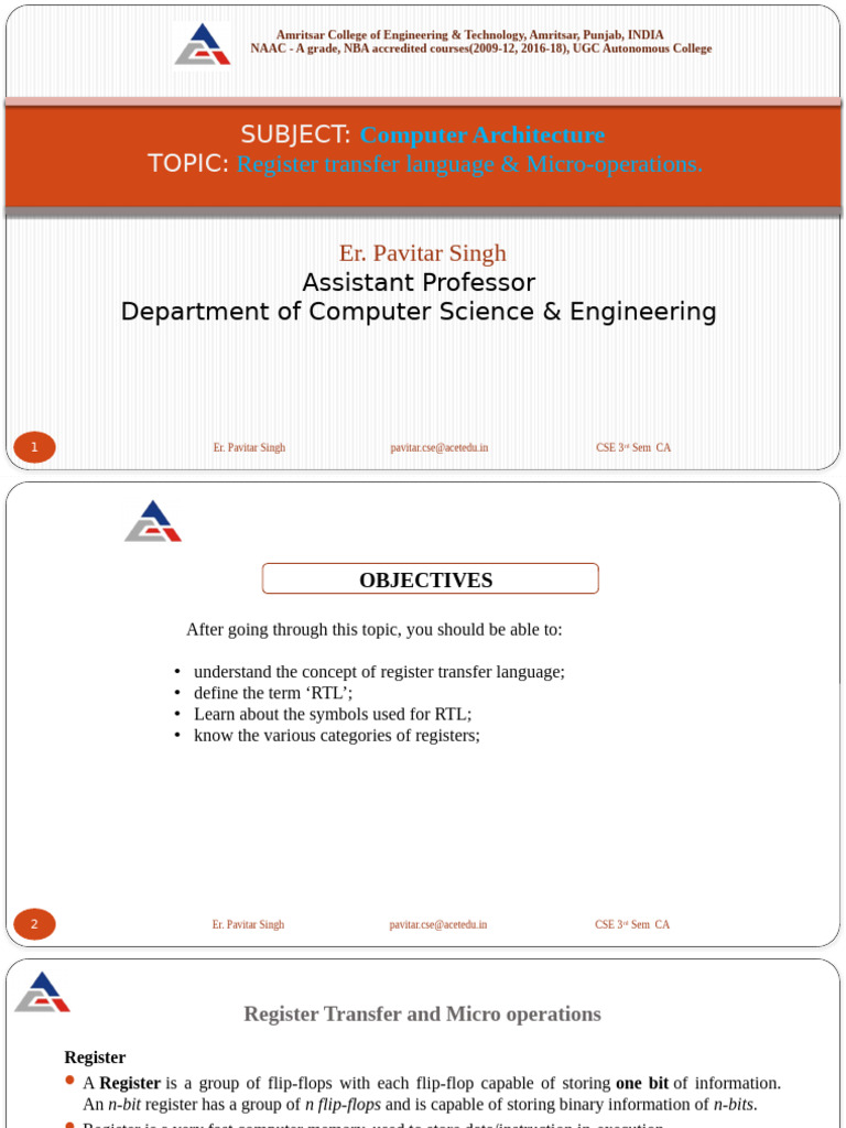 Register Transfer & Micro Operation | PDF | Bit | Computer Engineering