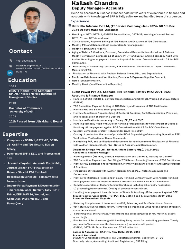 Kailash Chandra-cv.pdf.pdf | PDF | Value Added Tax | Taxes