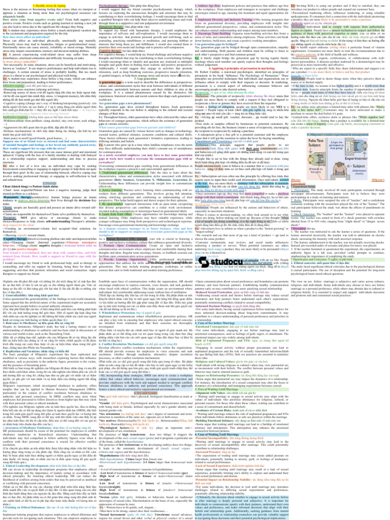 Note psycho for final | PDF | Stress (Biology) | Learning