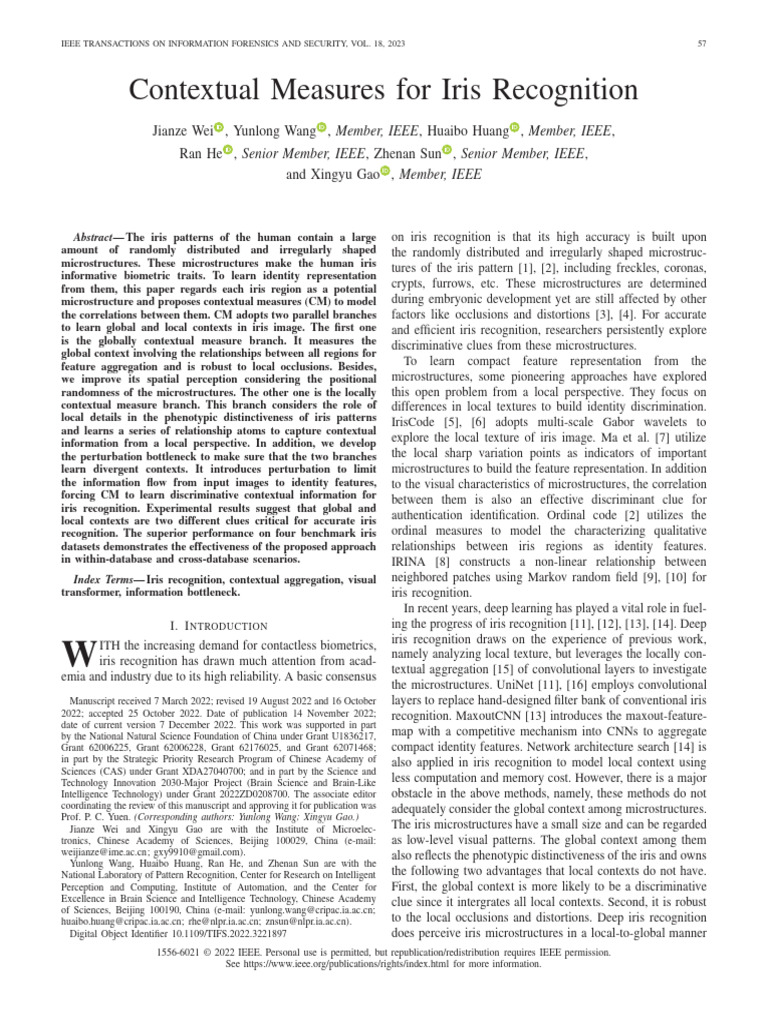 Contextual Measures For Iris Recognition | PDF | Normal Distribution ...