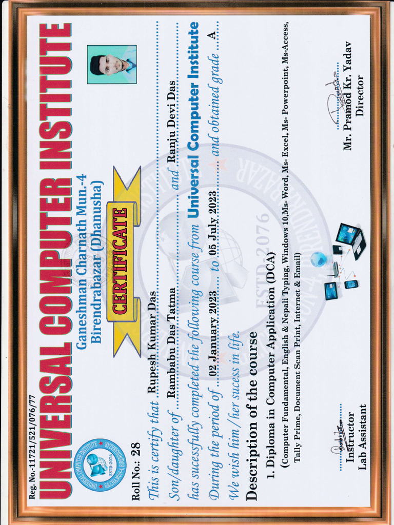 ADCA Certificate | PDF