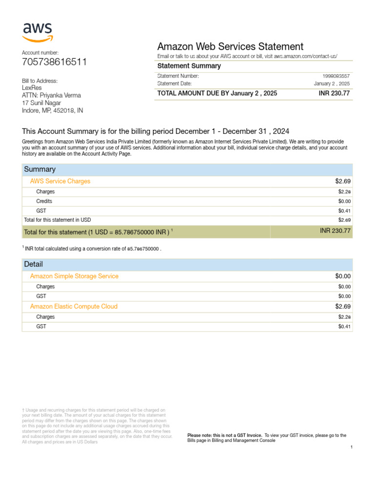 Invoice_1998083557 | PDF | Amazon Web Services | Fee