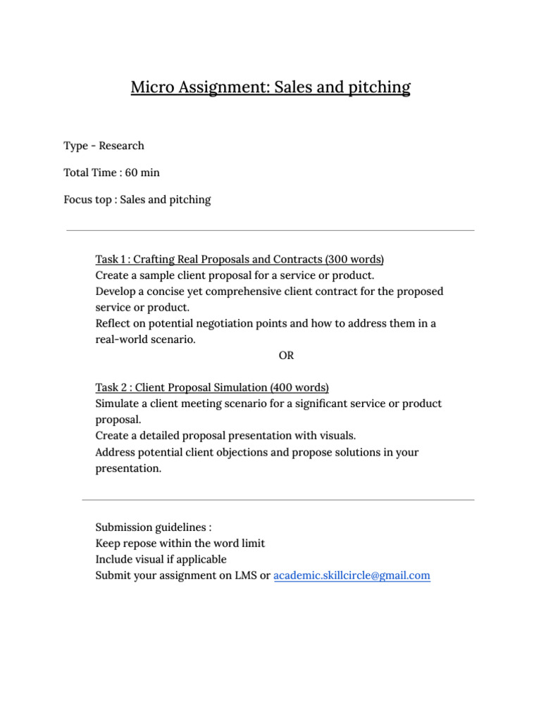 2579830-Micro Assignment Sales and Pitching | PDF