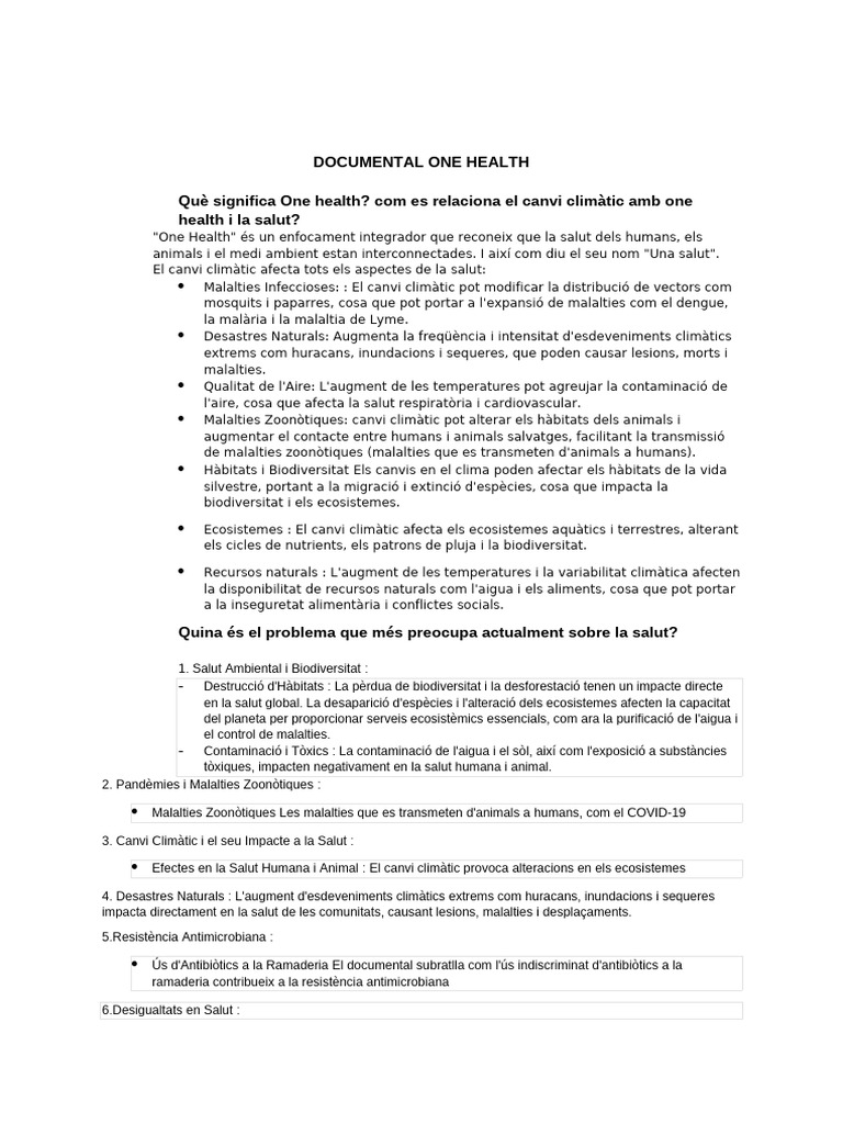 Documental One Health | PDF