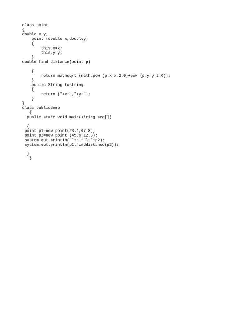 Java Point Class Example | PDF