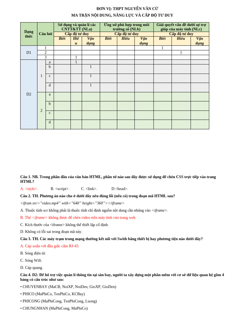 Donvi - Ma Tran - de - 5 Cau Hoi | PDF