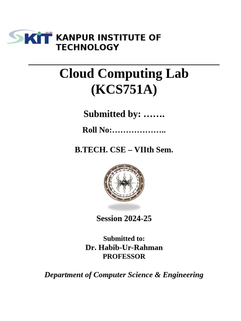KCS751A cloud computing Lab - index | PDF | Virtual Machine | Application Software