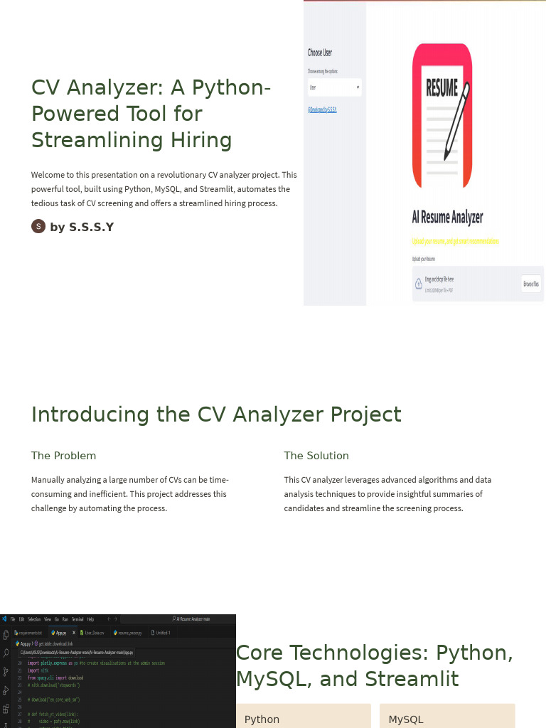 CV Analyzer A Python Powered Tool For Streamlining Hiring | PDF | Databases | My Sql