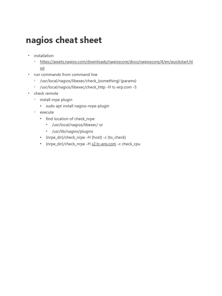 Nagios Cheat Sheet | PDF