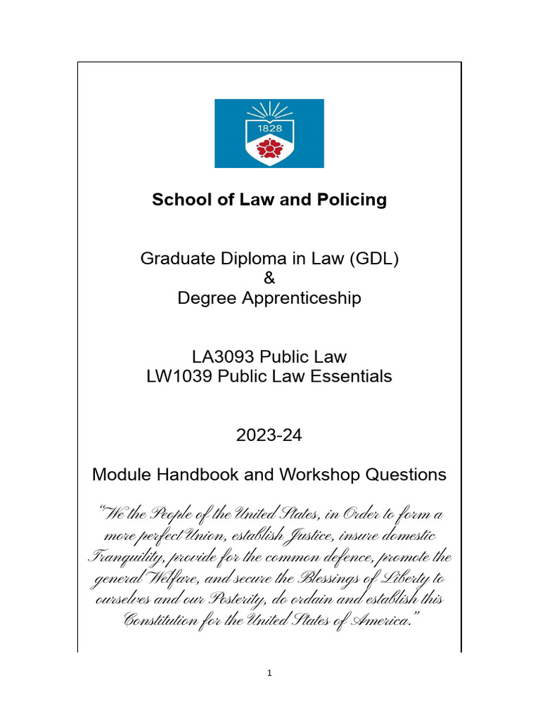 Public Law Module Guide | PDF | Constitution | Rule Of Law