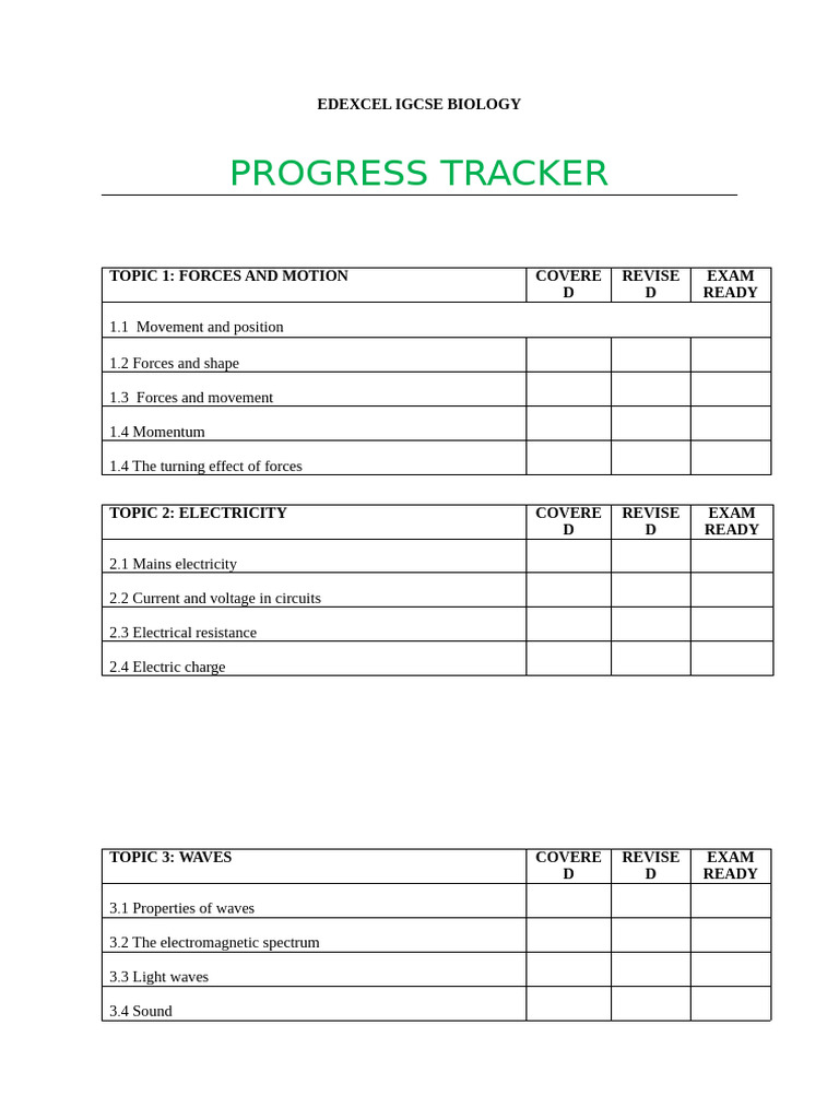 PROGRESS TRACKER physics | PDF | Electricity | Force