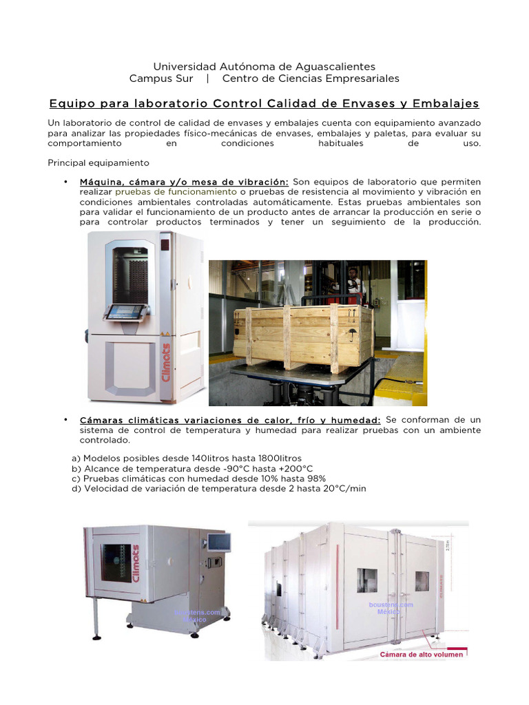 Equipos de Pruebas para Envases y Botes | PDF | Laboratorios | Transporte