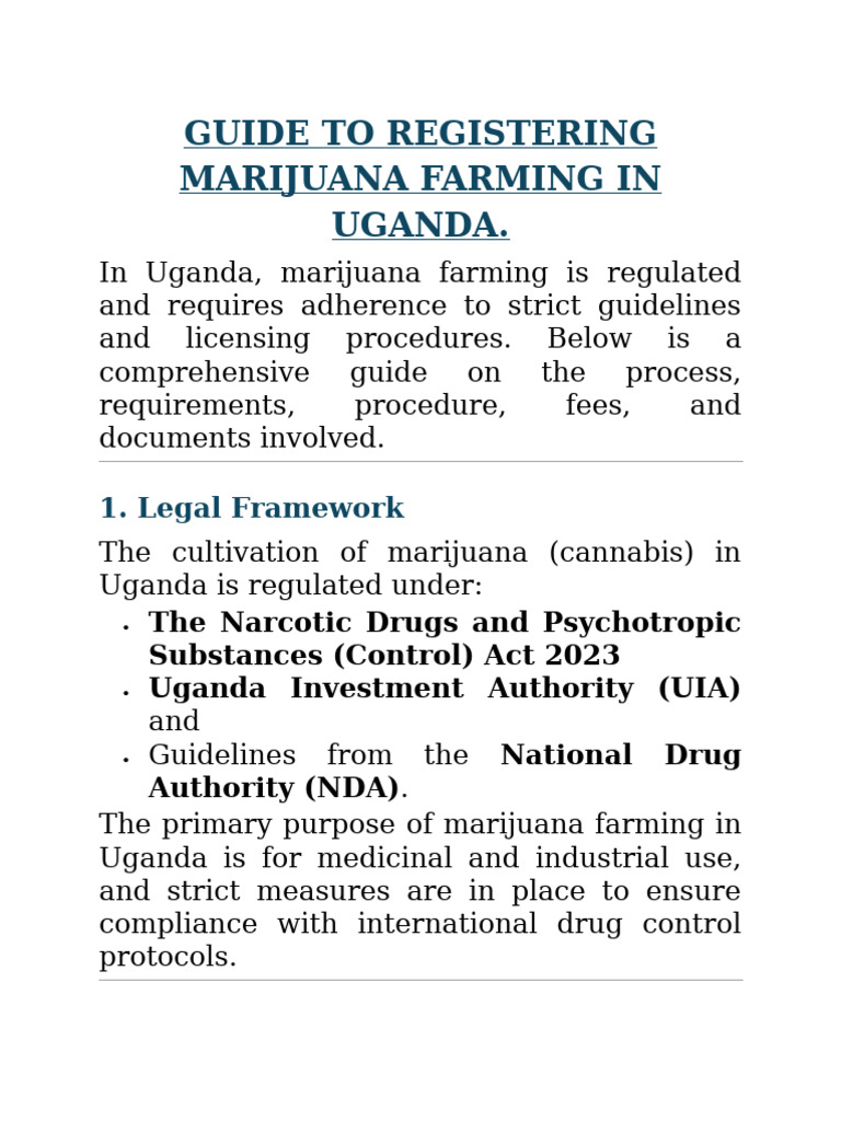 Guide To Registering Marijuana Farming in Uganda by Ssozzi Zakaria ...