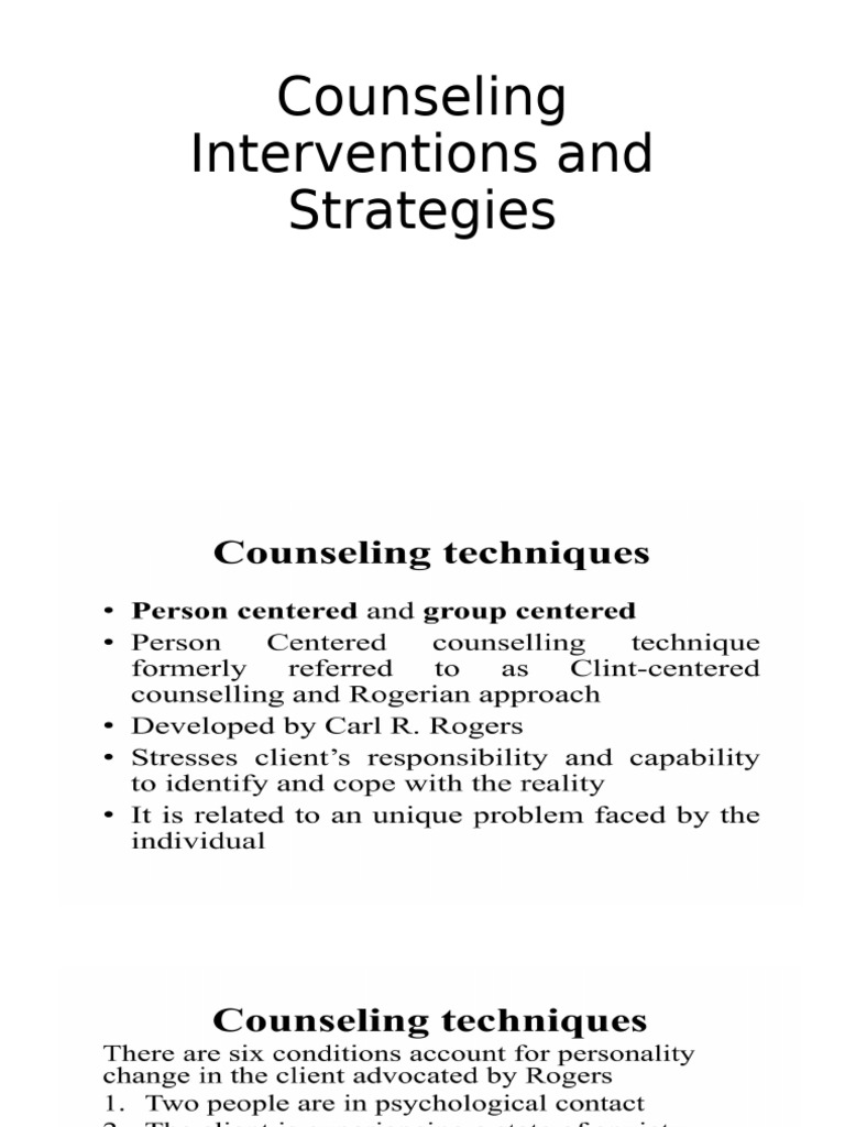 Counseling Interventions and Strategies | PDF