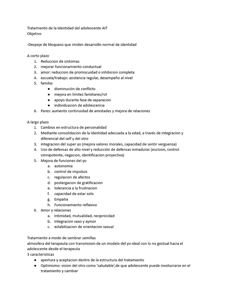 Tratamiento de la Identidad del adolescente AIT | PDF | Sicología Tratamiento de la Identidad del adolescente AIT | PDF | Sicología