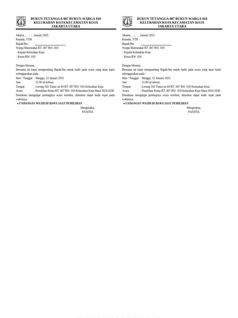 Rukun Tetangga 007 Rukun Warga 010 | PDF