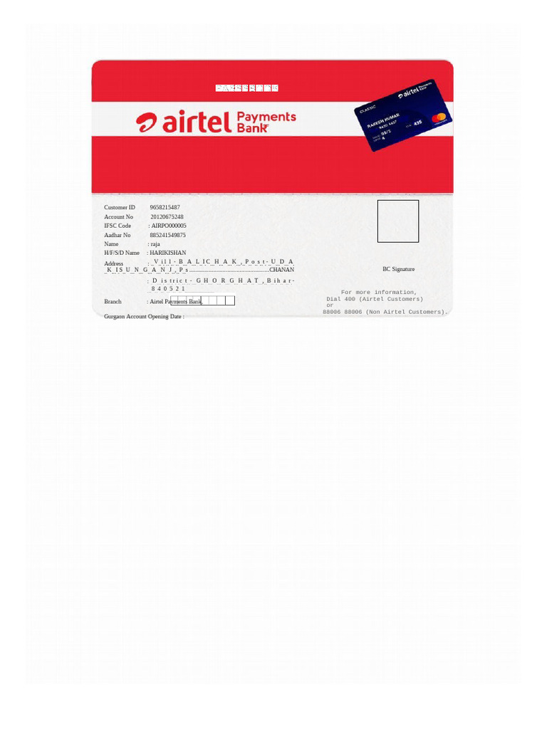 AirTel DIGITAL PASSBOOK Priview | PDF
