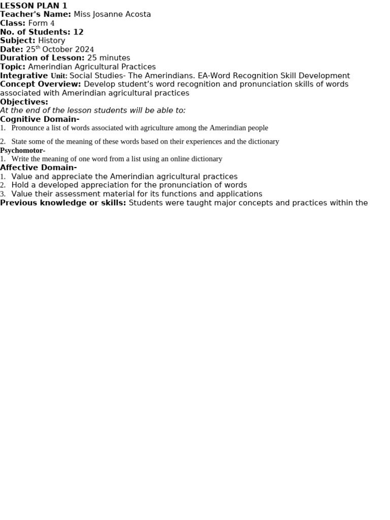 Agriculture 3 Lesson Plan | PDF | Educational Assessment | Learning