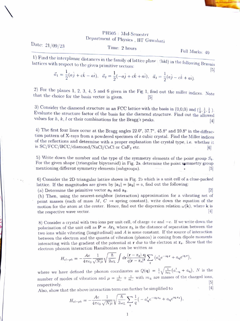 Solid State Physics PYQ | PDF | Phonon | Materials Science