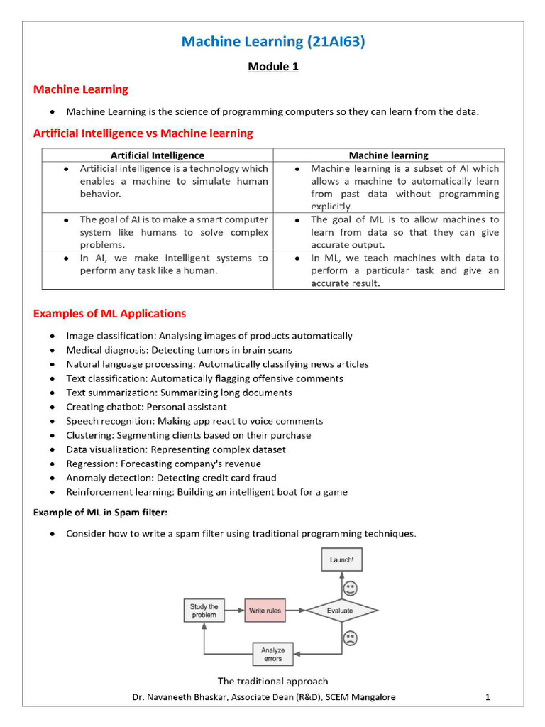 ML Module 1_Notes | PDF