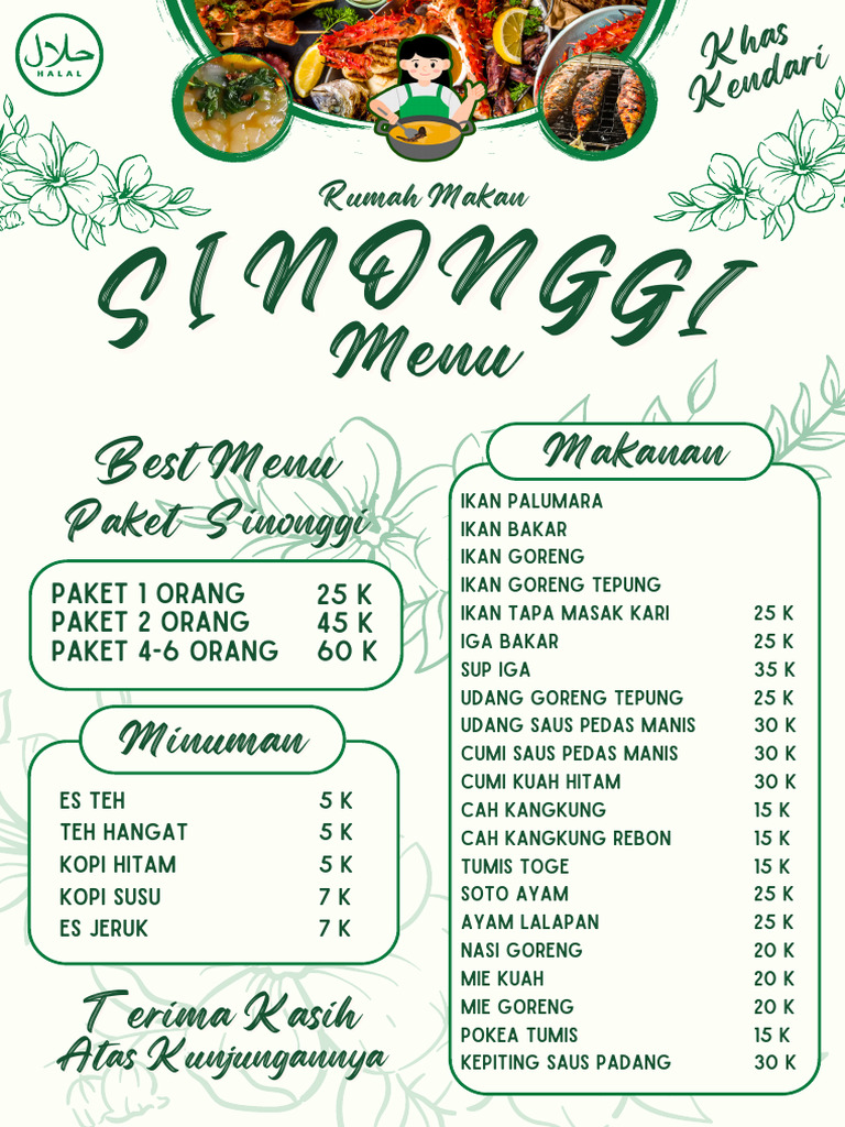 Menu RM Sinonggi | PDF