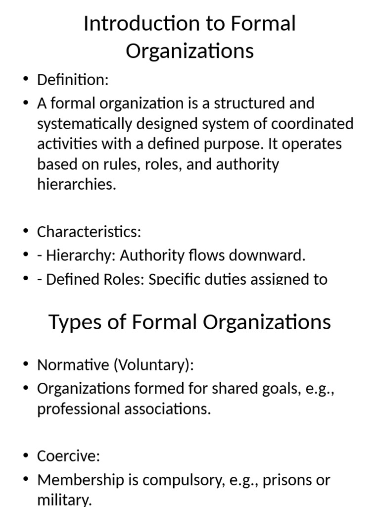Formal Organizations Presentation | PDF