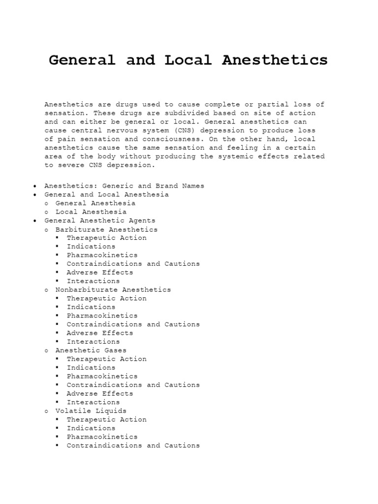 NCM 106 General and Local Anesthesias | PDF | Anesthesia | Clinical ...