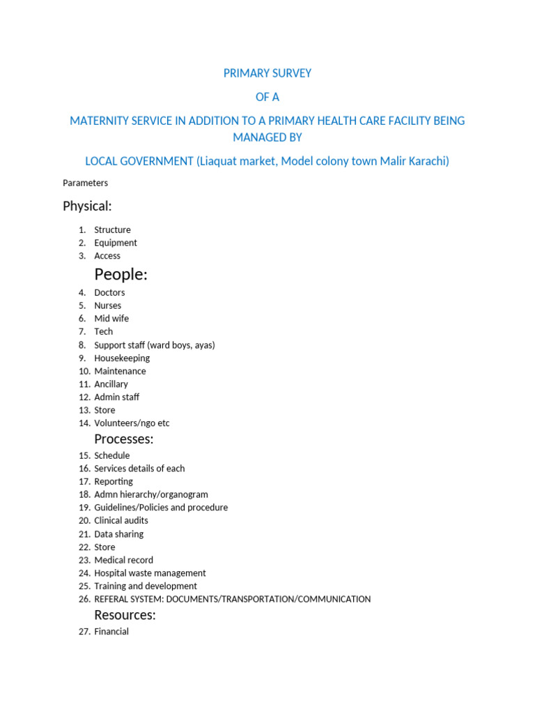 Maternity Service Survey in Karachi | PDF | Health Care | Public Services
