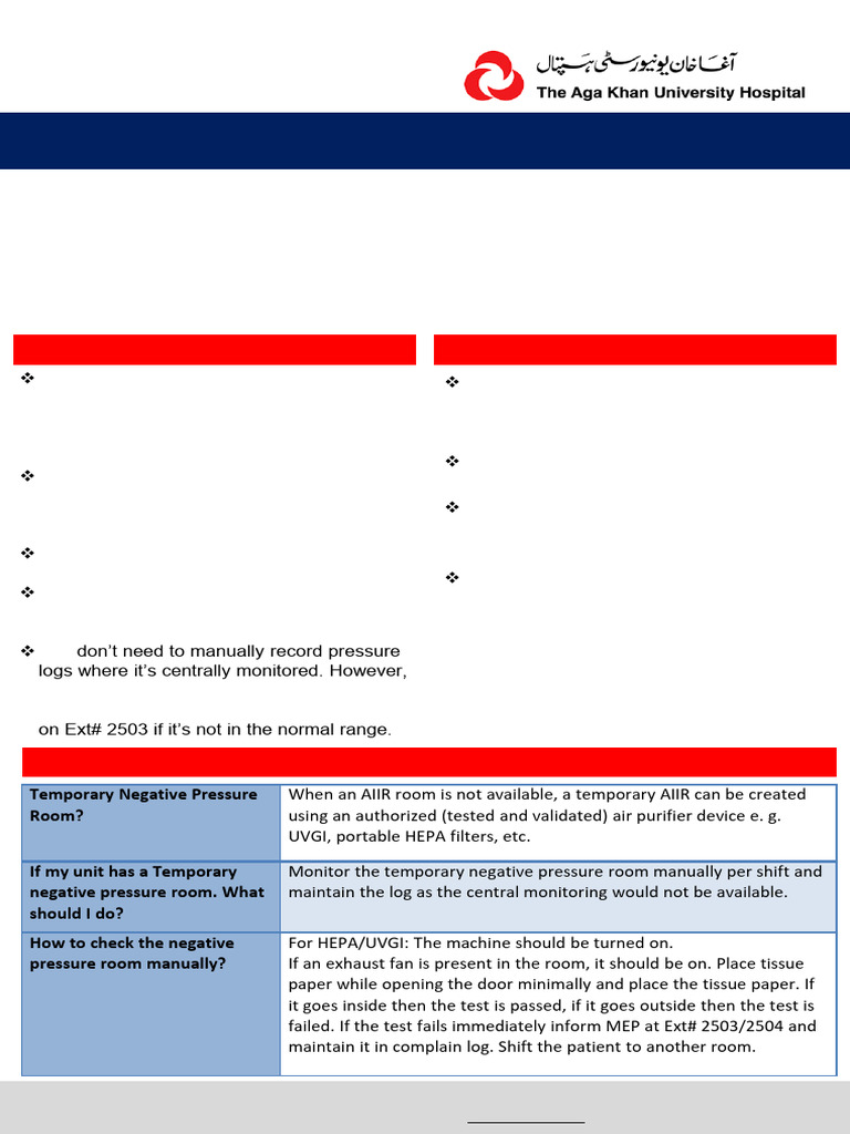 Positive and Negative Pressure Room Guidelines | PDF | Medicine ...