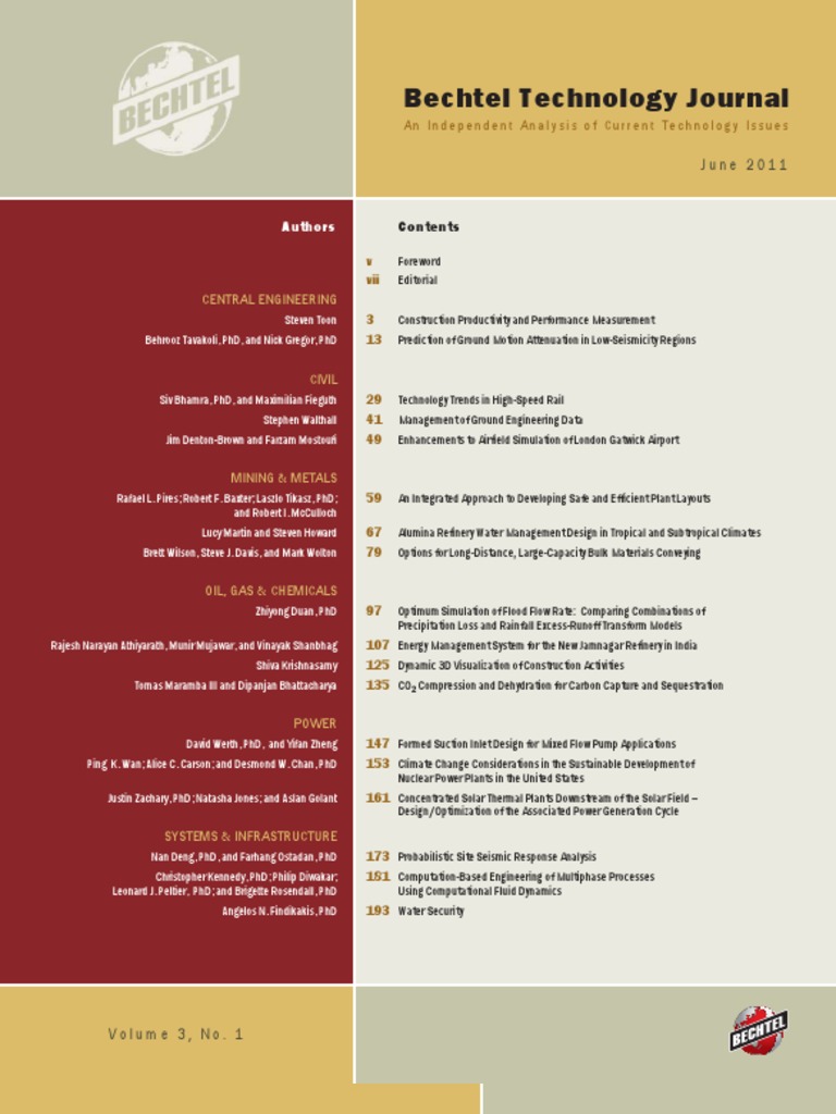 Bechtel Technology Journal: Major Offices | PDF | Confidence Interval ...